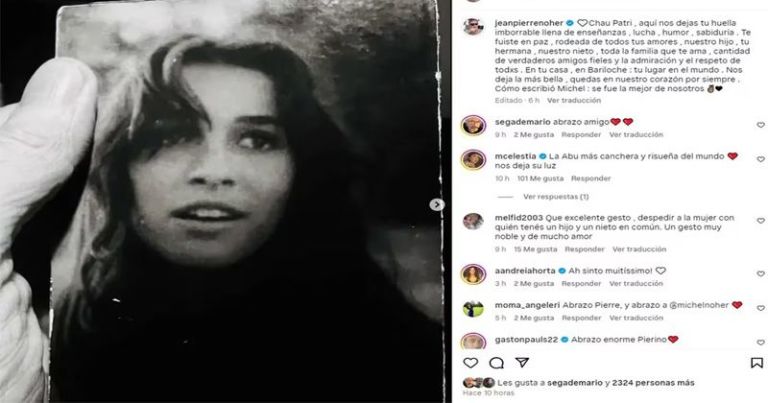 El actor Jean Pierre Noher despidió con enorme cariño a la madre de su ...